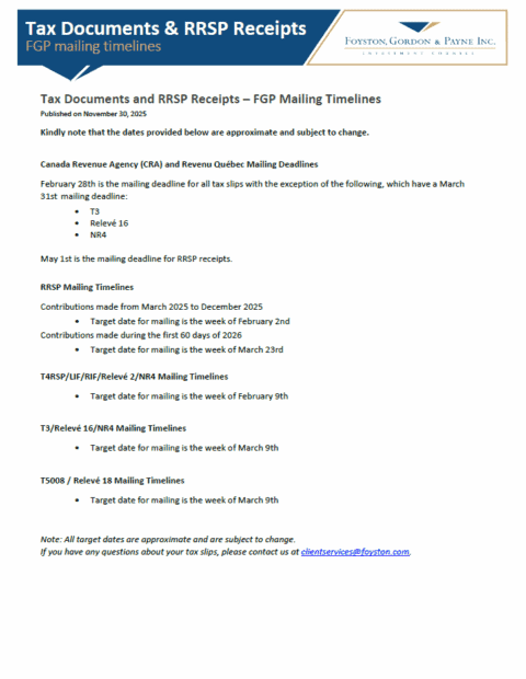 Tax Documents and RRSP Receipts – FGP Mailing Timelines - Foyston ...